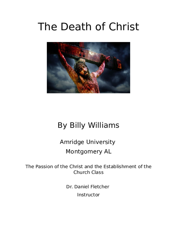 Doc The Death Of Christ Docx