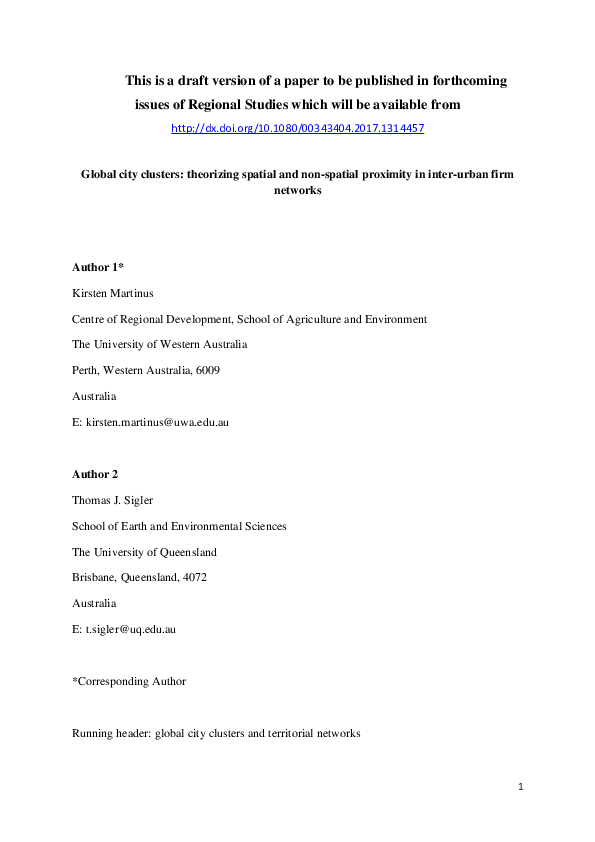 (PDF) Global city clusters: theorizing spatial and non-spatial ...
