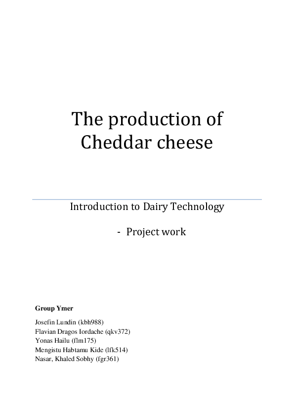 (PDF) The production of Cheddar cheese