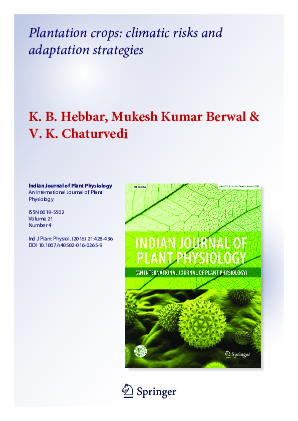 (PDF) Plantation crops: climatic risks and adaptation strategies