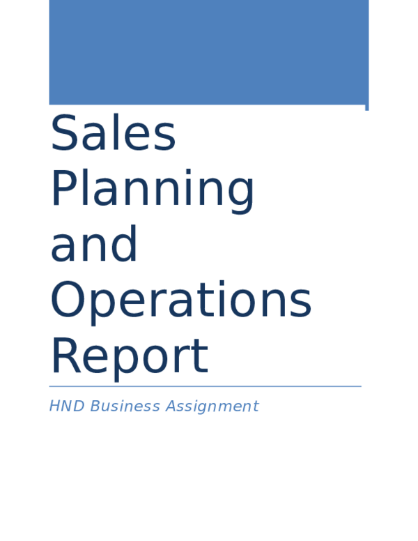 (DOC) Sales Planning and Operation Report