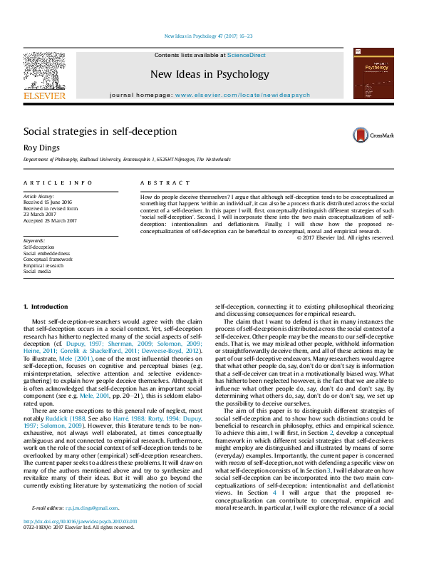(PDF) Social strategies in self-deception