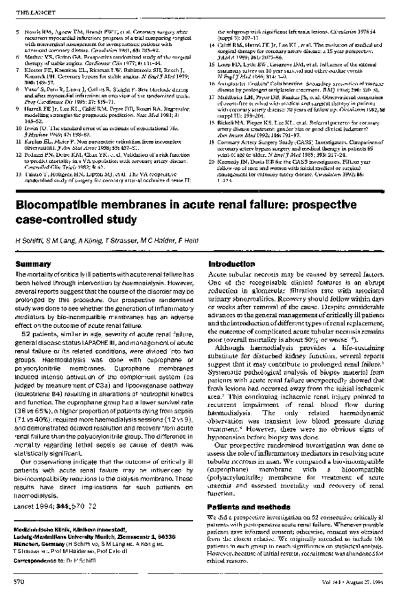 (PDF) Biocompatible membranes in acute renal failure: prospective case ...
