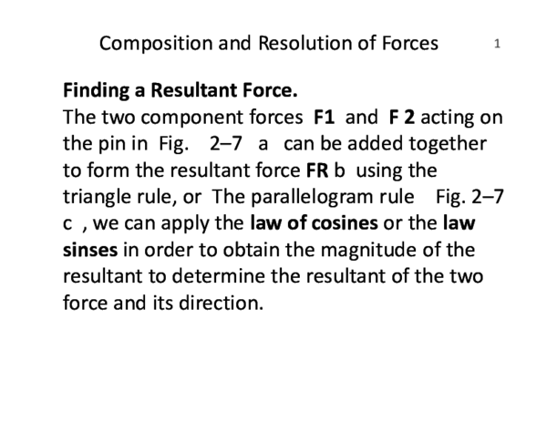 (PDF) Composition and Resolution of Forces