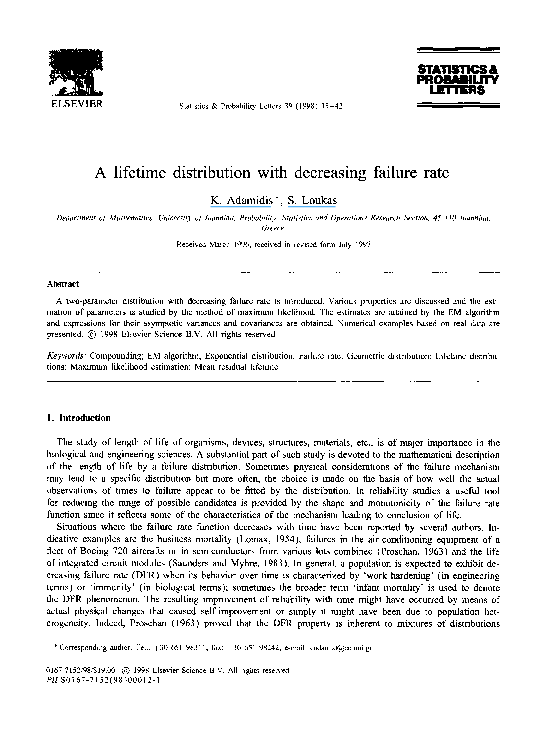(PDF) A lifetime distribution with decreasing failure rate