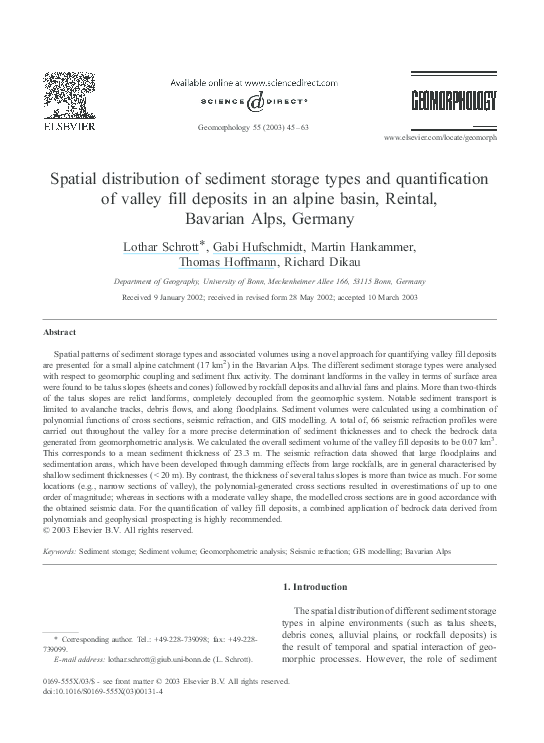 (PDF) Spatial distribution of sediment storage types and quantification ...