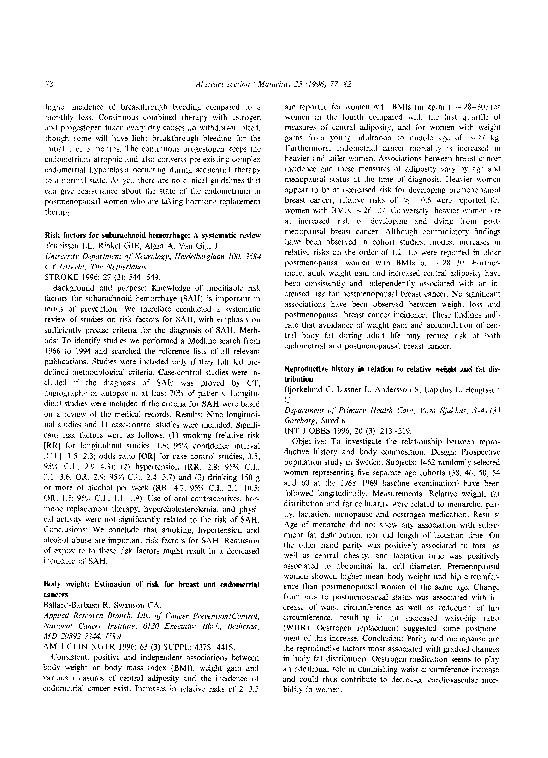 (PDF) Risk factors for subarachnoid hemorrhage: A systematic review