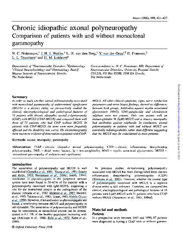 (PDF) Chronic idiopathic axonal polyneuropathy