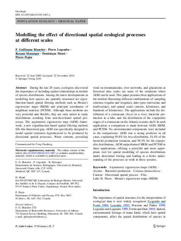 (PDF) Modelling the effect of directional spatial ecological processes at different scales ...