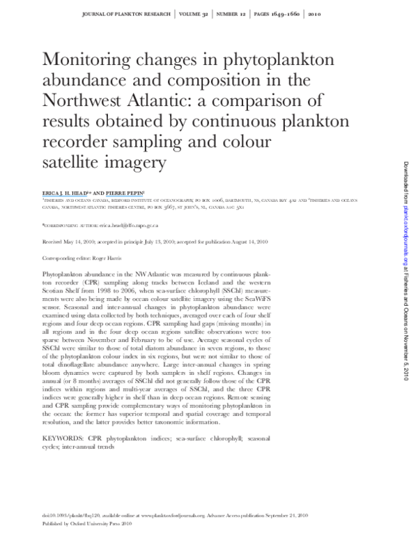 (PDF) Monitoring changes in phytoplankton abundance and composition in ...