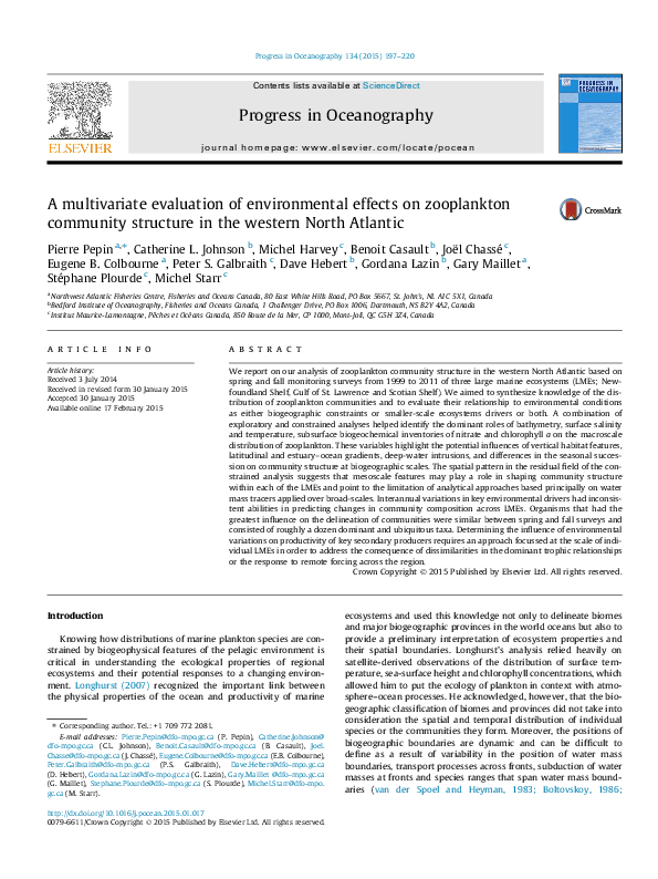 (PDF) A multivariate evaluation of environmental effects on zooplankton community structure in ...