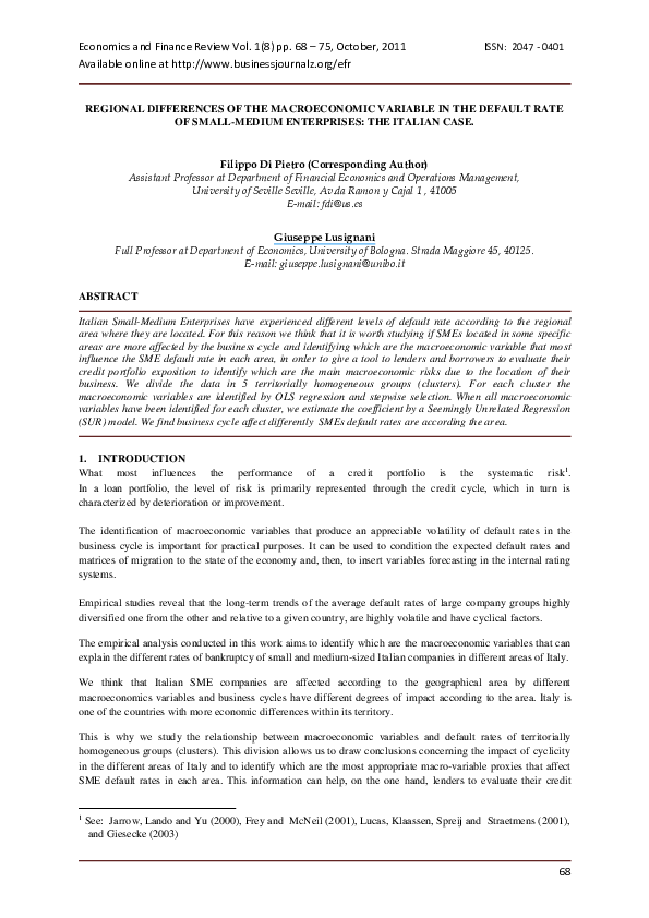 (PDF) Regional Differences of the Macroeconomic Variable in the Default ...