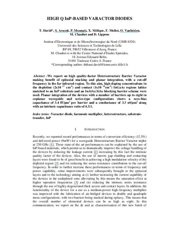 (PDF) High Q InP-based varactor diodes