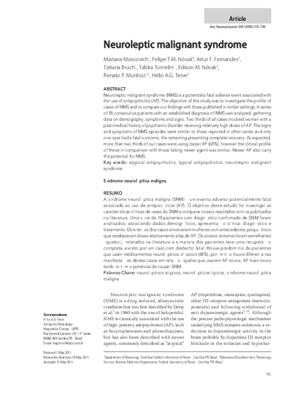 (PDF) Neuroleptic malignant syndrome