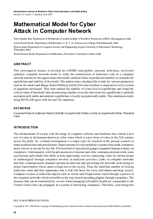 (PDF) Mathematical Model for Cyber Attack in Computer Network