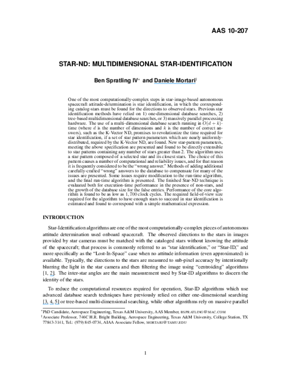 (PDF) Star-ND: Multidimensional Star-Identification