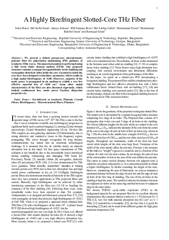 (PDF) A Highly Birefringent Slotted-Core THz Fiber