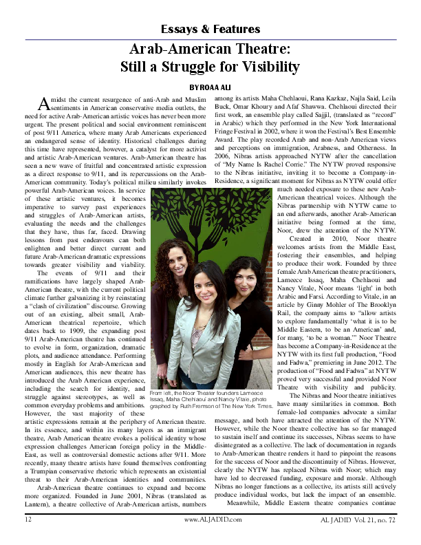(PDF) Arab-American Theatre: Still a Struggle for Visibility