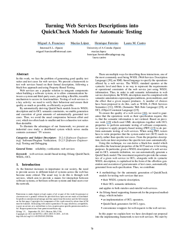 (PDF) Turning web services descriptions into quickcheck models for ...