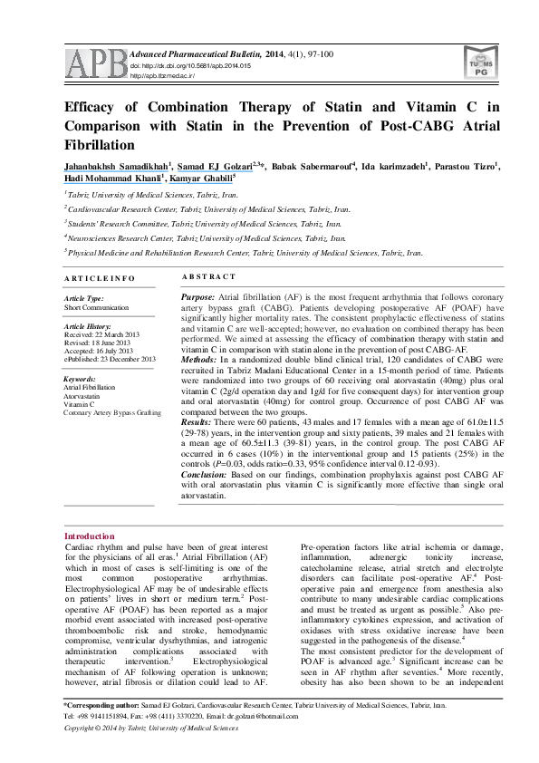 (PDF) Efficacy of combination therapy of statin and vitamin C in ...