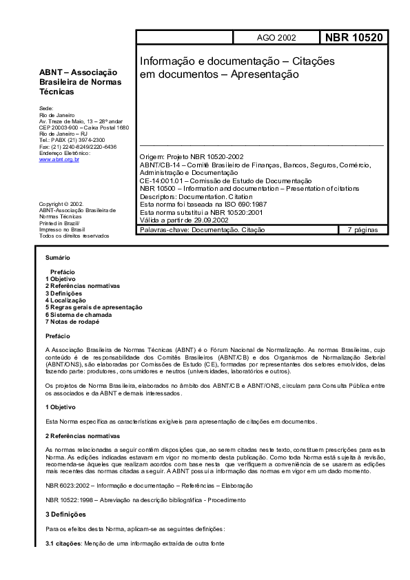 (PDF) ABNT – Associação Brasileira de Normas Técnicas
