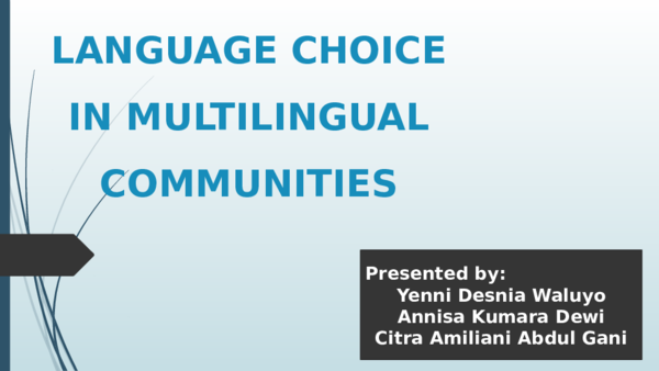 (PPT) GROUP 1 LANGUAGE CHOICE IN MULTILINGUAL COMMUNITIES