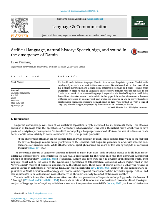 (PDF) Artificial Language, Natural History: Speech, Sign, and Sound in ...