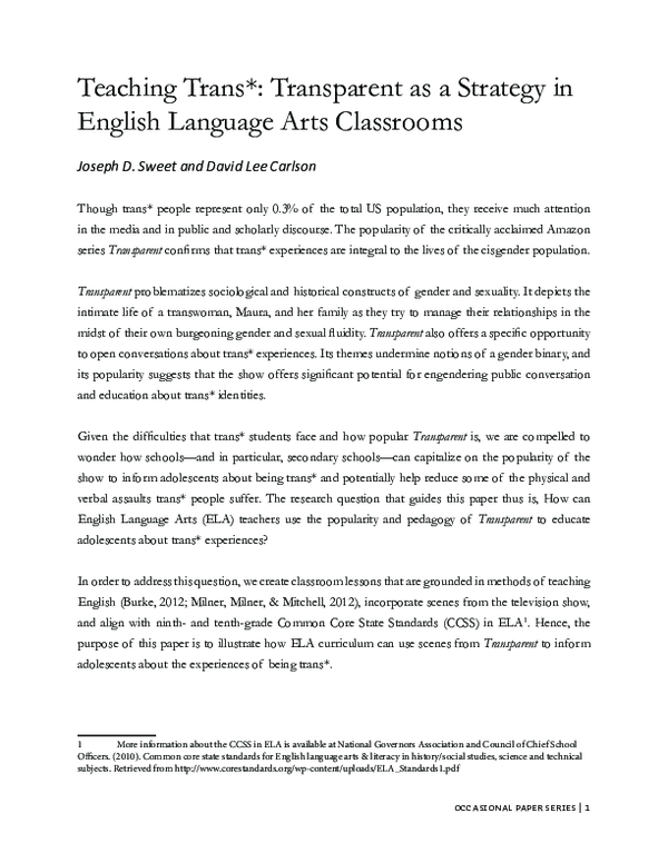 (PDF) Teaching Trans*: Transparent as a Strategy in English Language ...