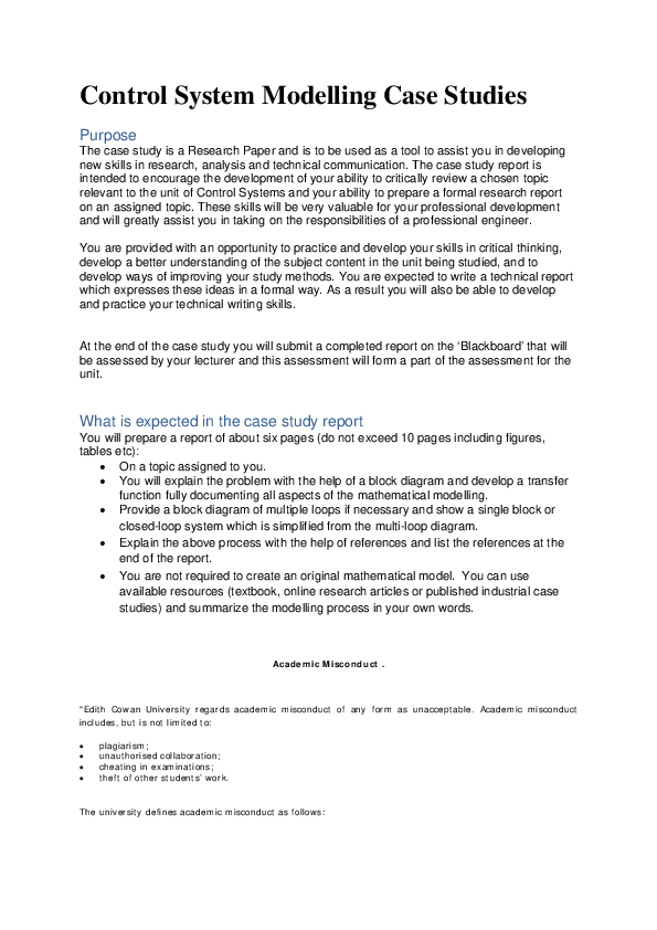 (PDF) Control System Modelling Case Studies