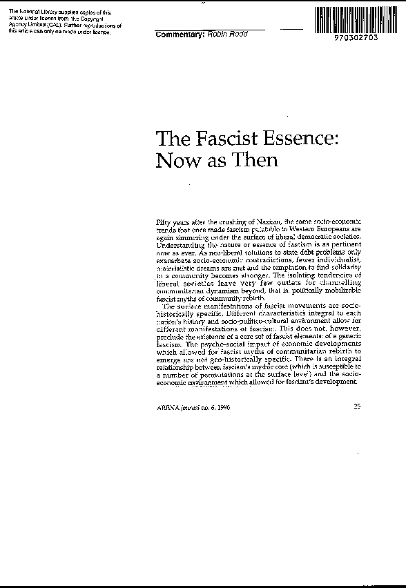 (PDF) The Fascist Essence: Now as Then