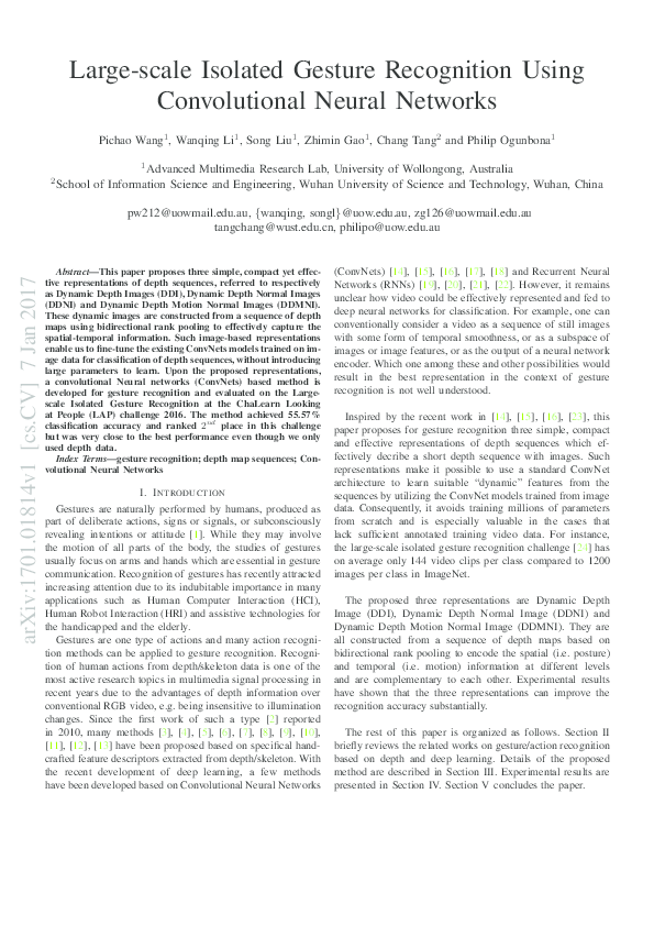 (PDF) Large-scale Isolated Gesture Recognition Using Convolutional Neural Networks