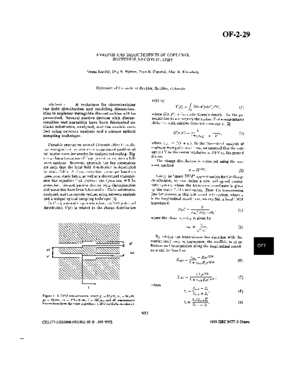 Pdf Analysis And Measurements Of Coplanar Waveguide Discontinuities Alan Mickelson