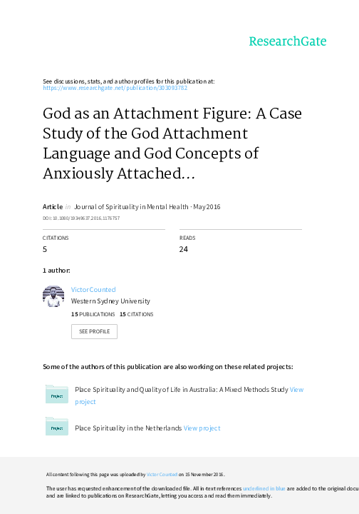 (PDF) God as an Attachment Figure: A Case Study of the God Attachment ...