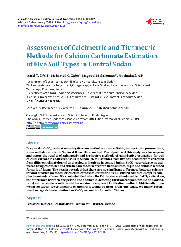 (PDF) Assessment of Calcimetric and Titrimetric Methods for Calcium ...