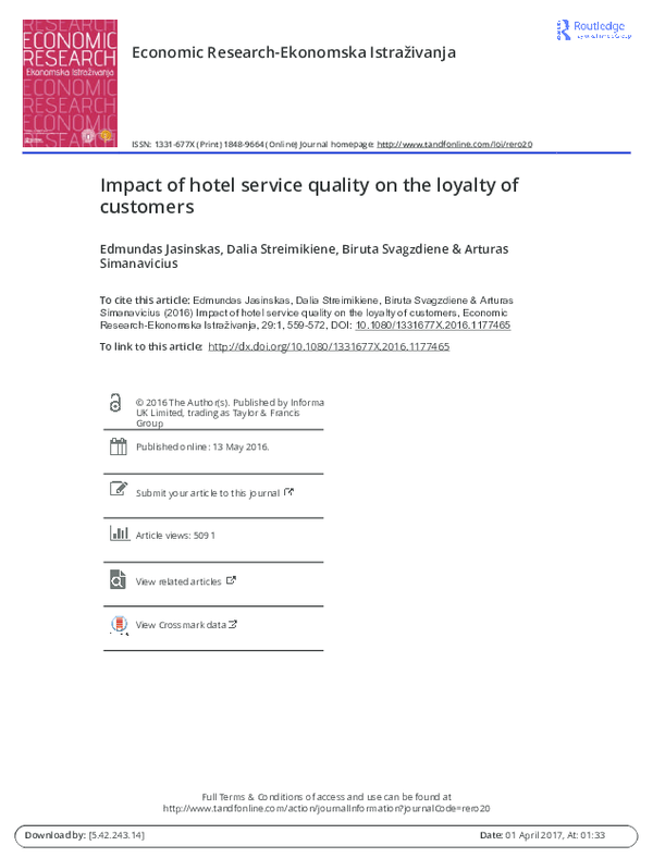 (PDF) Impact of hotel service quality on the loyalty of customers