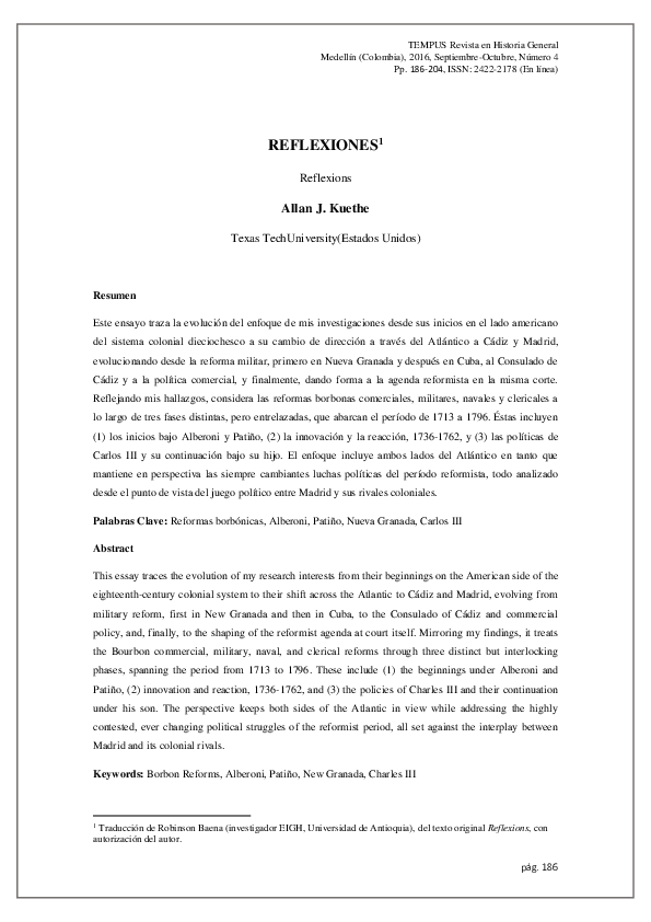 (PDF) REFLEXIONES (Allan J. Kuethe, nº 4)