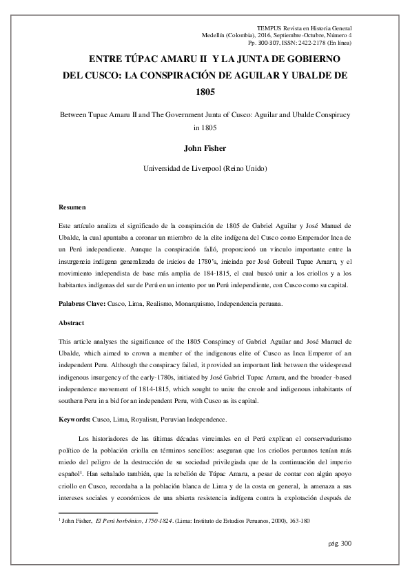 (PDF) ENTRE TÚPAC AMARU II Y LA JUNTA DE GOBIERNO DEL CUSCO: LA ...