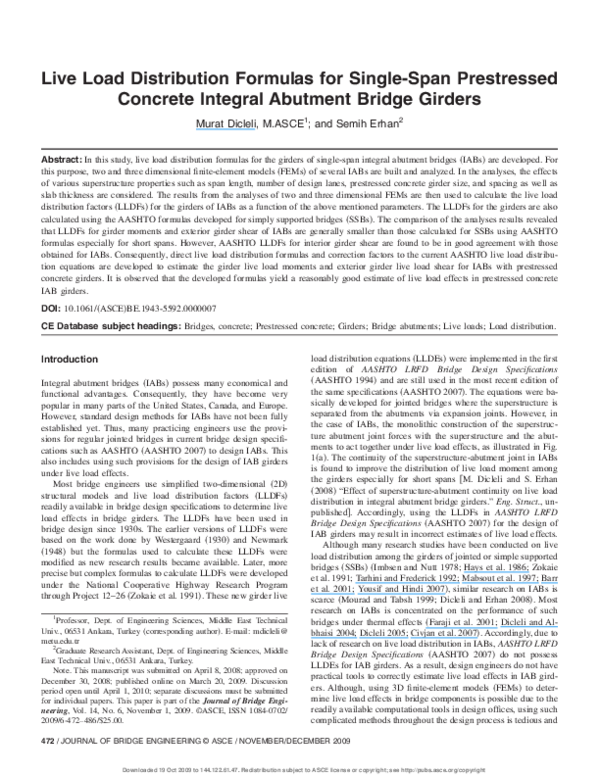 (PDF) Live Load Distribution Formulas for Single-Span Prestressed ...