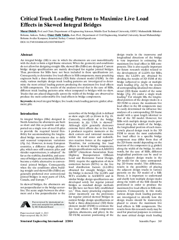 (PDF) Critical Truck Loading Pattern to Maximize Live Load Effects in ...