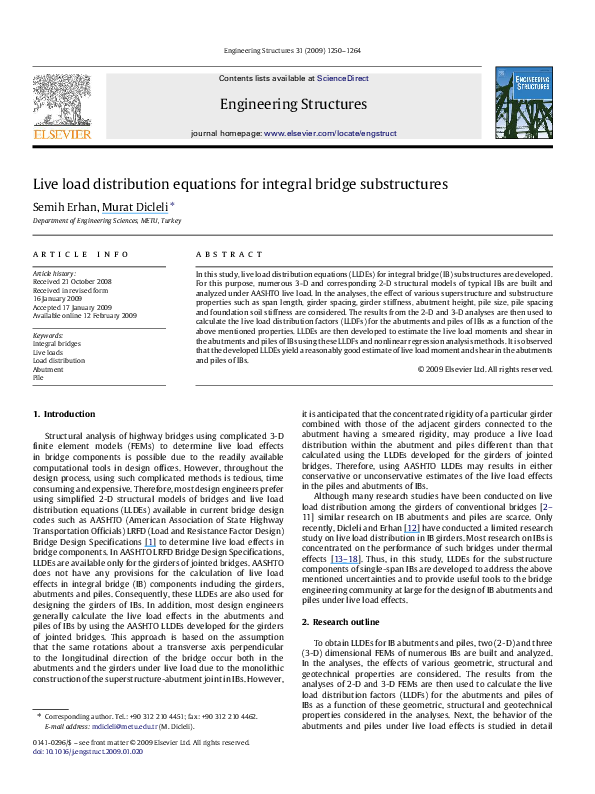 (PDF) Live load distribution equations for integral bridge substructures