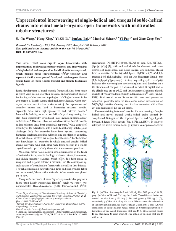 (PDF) Unprecedented interweaving of single-helical and unequal double ...