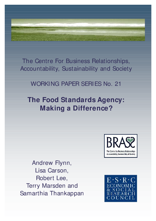 (PDF) The Food Standards Agency: Making a Difference?