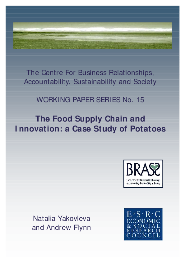 (PDF) The Food Supply Chain and Innovation: a Case Study of Potatoes