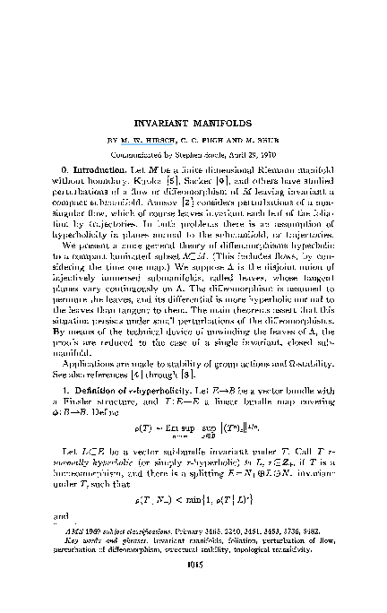 (PDF) Invariant manifolds