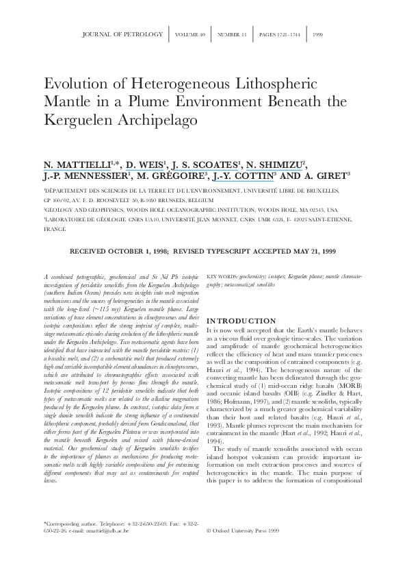 (PDF) Evolution of Heterogeneous Lithospheric Mantle in a Plume ...