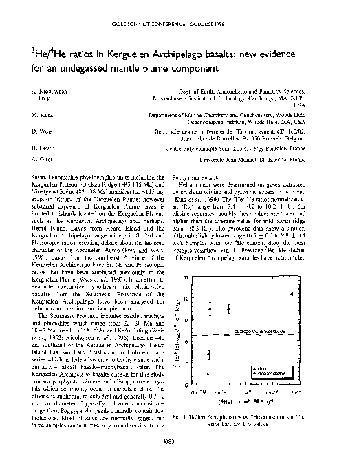(PDF) 3He/4He ratios in Kerguelen Archipelago Basalts: New Evidence for ...