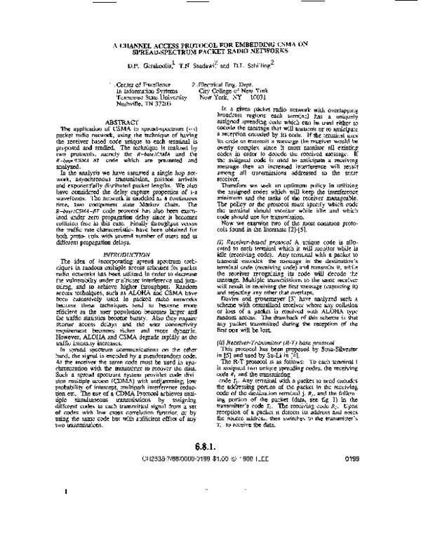(PDF) A channel access protocol for embedding CSMA on spread-spectrum packet radio networks