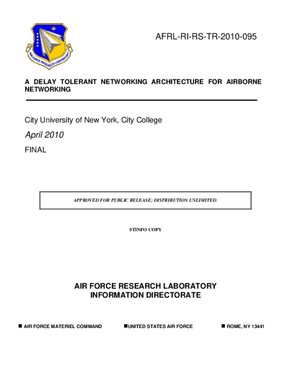 Pdf A Delay Tolerant Networking Architecture For Airborne Networking