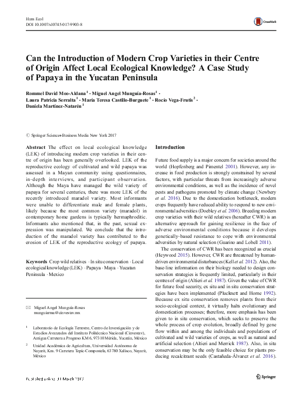 (PDF) Can the Introduction of Modern Crop Varieties in their Centre of ...