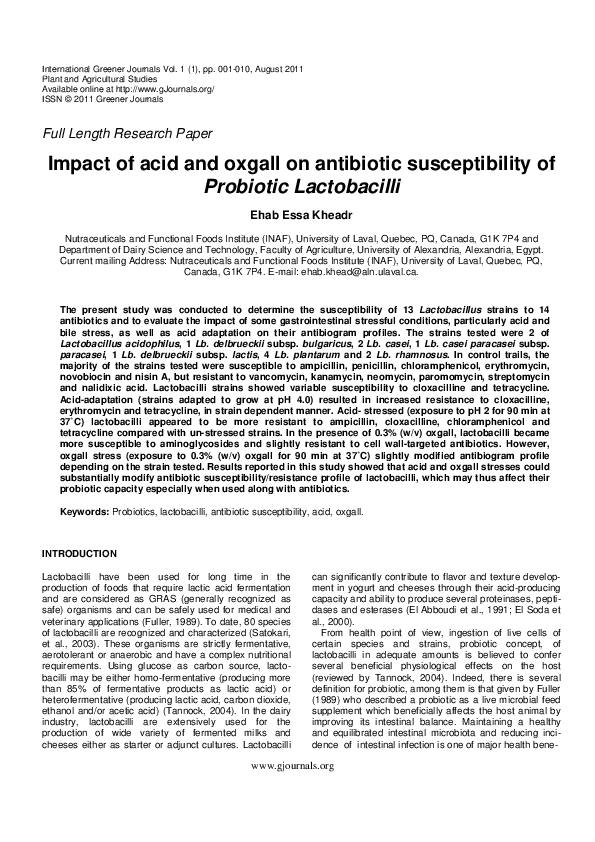 (PDF) Impact of acid and oxgall on antibiotic susceptibility of ...